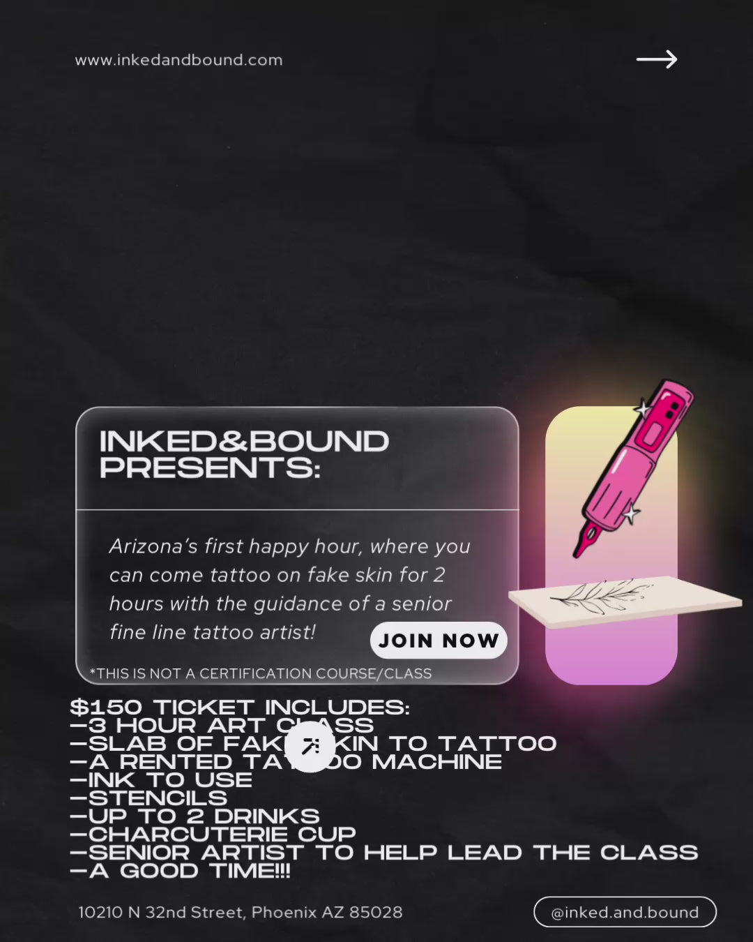 Ink & Drink Event Ticket – Inked & Bound Fine Line Tattoos